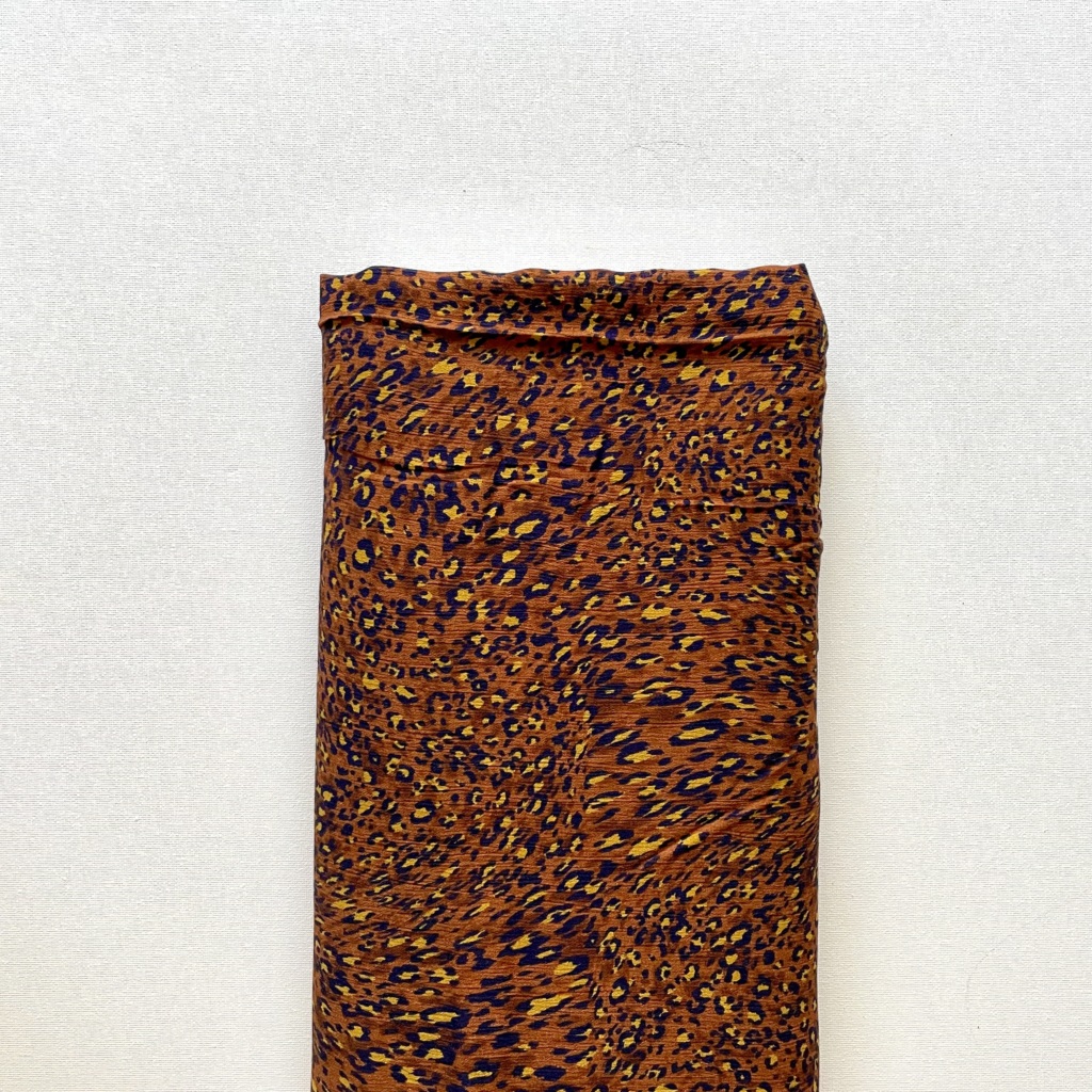 Viscose Panter Bruin Blauw - Studio Jurk